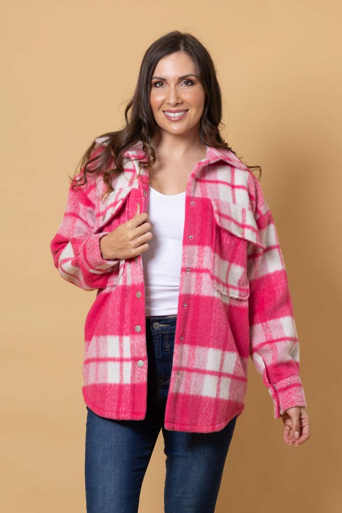Vine Shacket Pink Check – Augustine