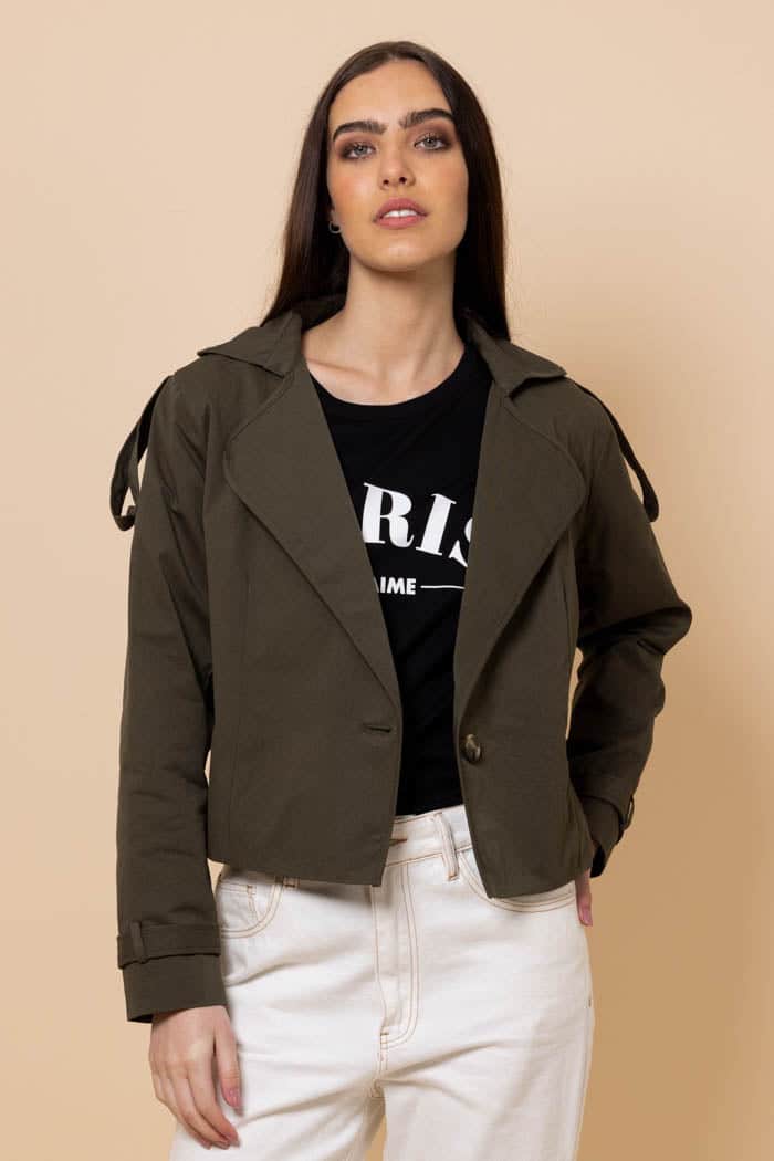 Riley Cropped Trench Khaki – Augustine