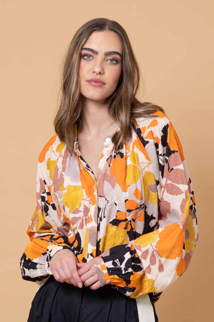 Fia Shirt Orange Floral – Augustine