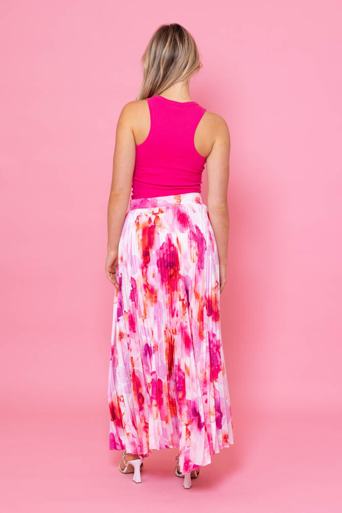 Anna Maxi Pleat Skirt Rose – Augustine