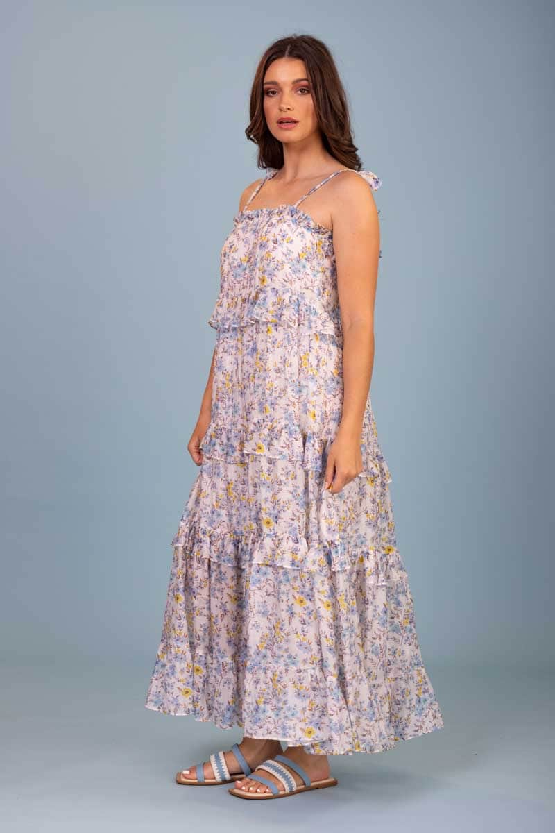 Aja Maxi Dress Blue Print – Augustine