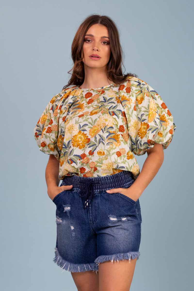 Blake Top Blue Floral – Augustine