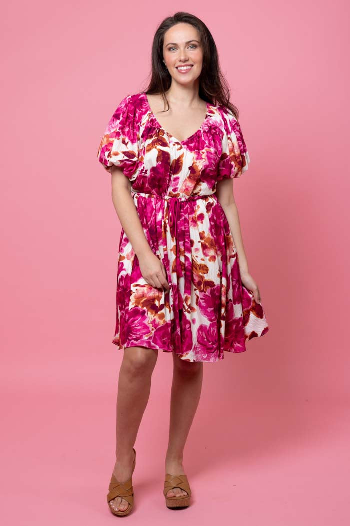 Mia Mini Dress Pink Floral – Augustine