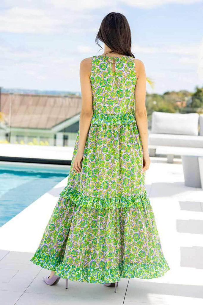 Buy Chloe Maxi Dress Green Floral by Augustine online - Augustine