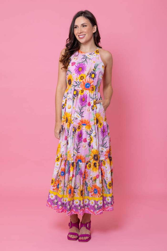 Buy Eveline Maxi Dress Pink Sunflower by Augustine online - Augustine