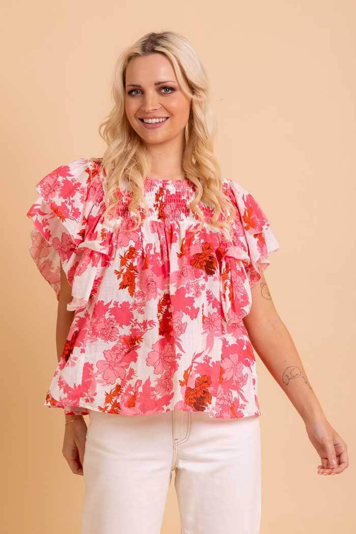 Florence Top Pink Floral – Augustine