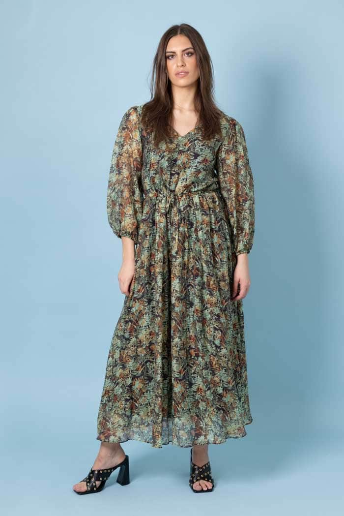 Greta Dress Green Floral – Augustine