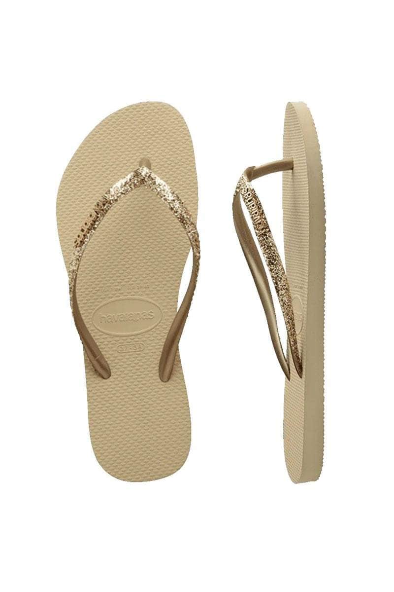 Havaiana Jandal Slim Glitter II Logo Metallic 0154 Sand Grey – Augustine