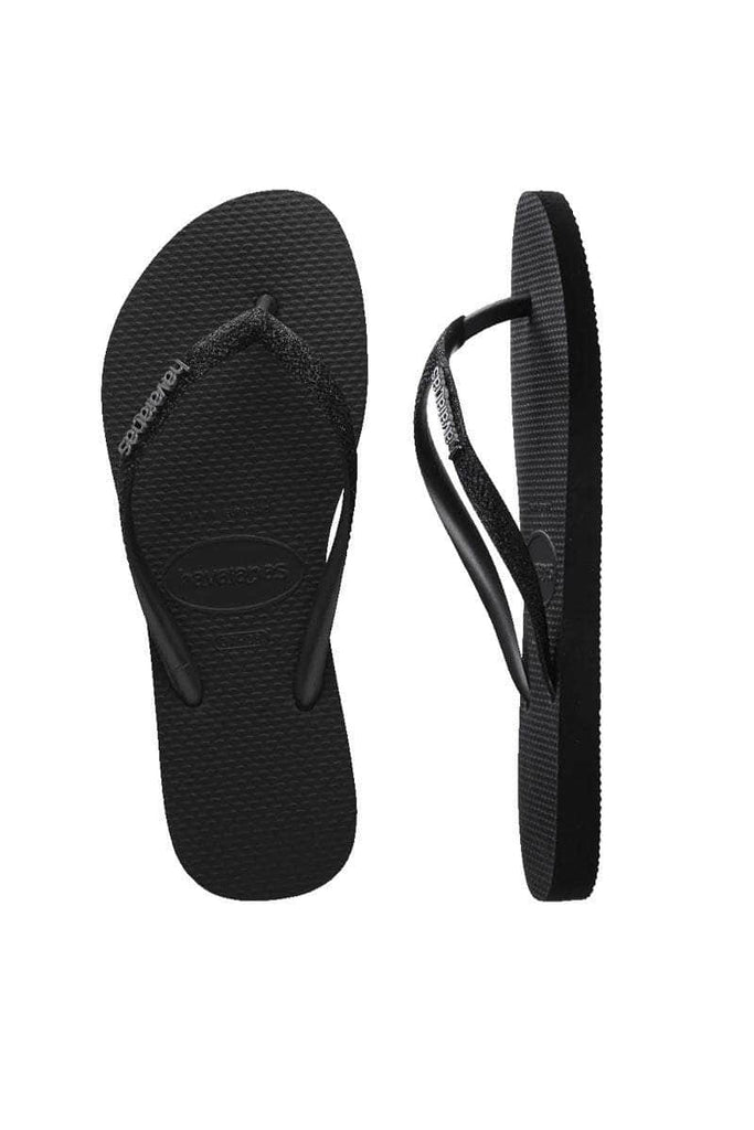 Buy Havaiana Jandal Slim Glitter II 1069 Black/Black by Havaiana online ...