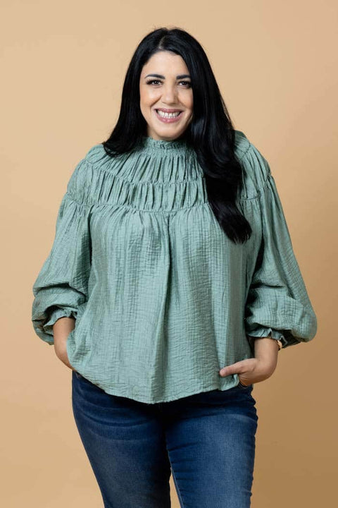 Jontee Long Sleeve Top Sage – Augustine