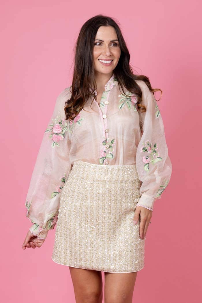 Penelope Shirt Embroidered Rose Pink – Augustine