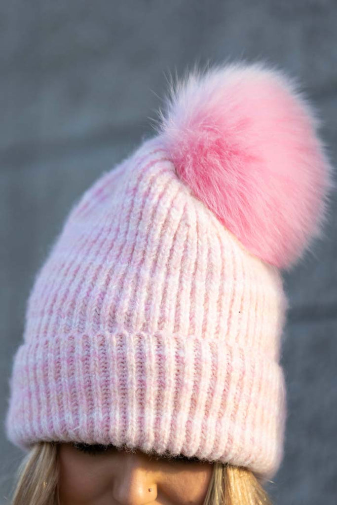 Buy Pink and White Beanie by Accessories online - Augustine