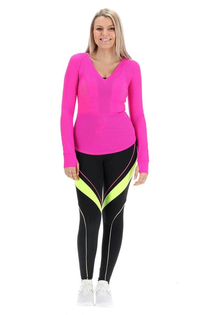 Buy Power Up V Neck Top Hot Pink by Sweat Republic online - Augustine