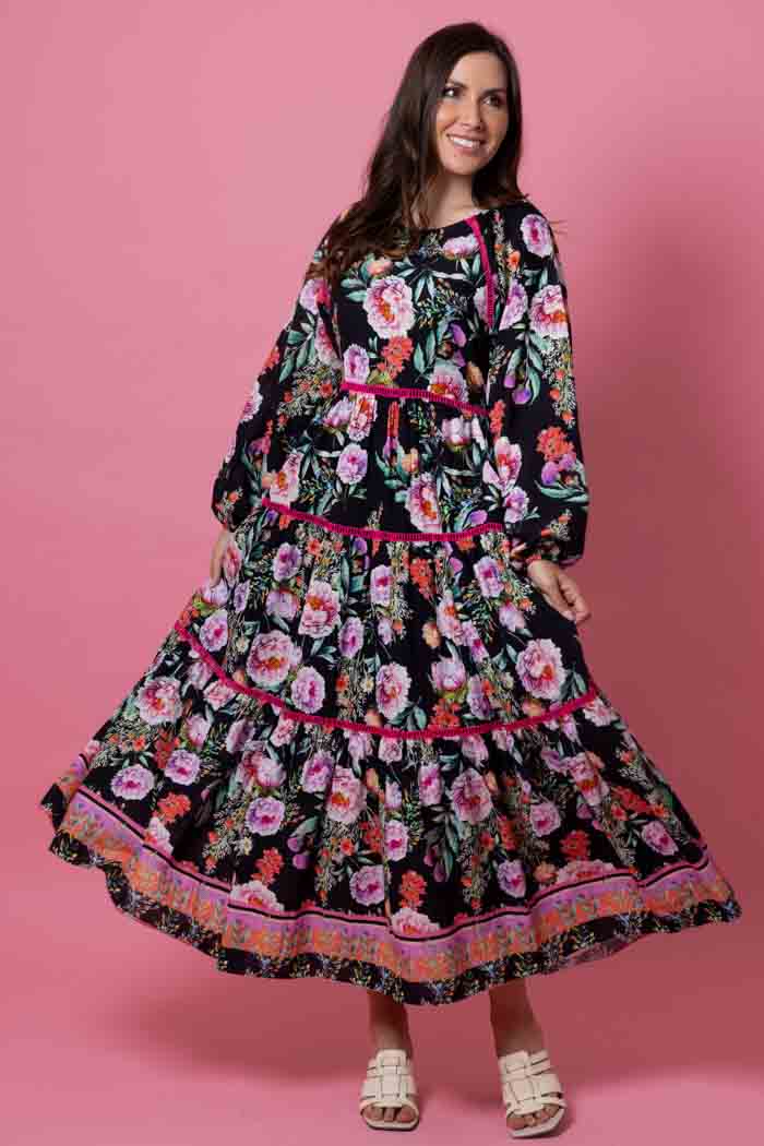 Luca Maxi Dress Black Floral – Augustine