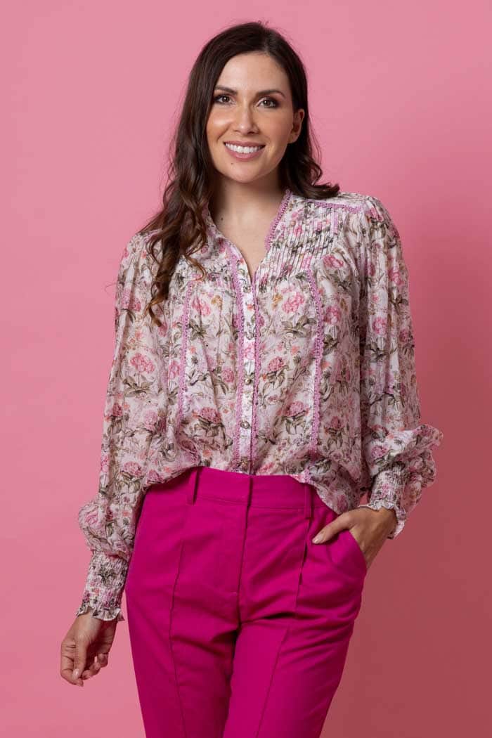 Sarah Shirt Pale Pink Floral – Augustine