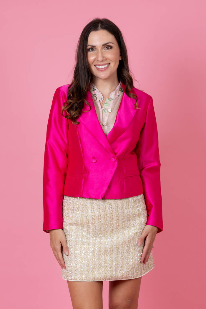 Riley Cropped Jacket Hot Pink – Augustine