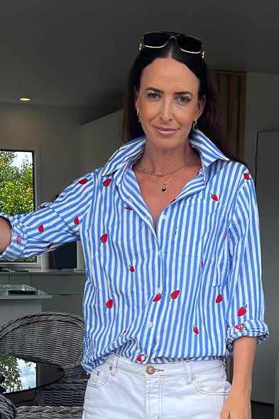 Strawberry Shirt Stripe Blue – Augustine
