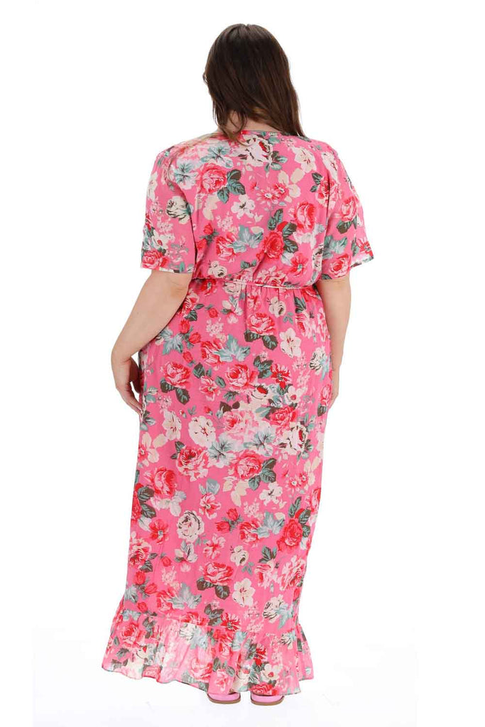 Buy Sara Wrap Dress Pink Roses by Stella Royal online - Augustine