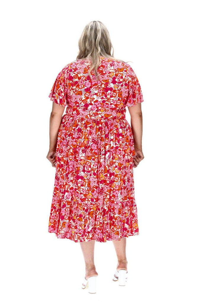 Buy Grace V Neck Midi Dress Orange by Stella Royal online - Augustine