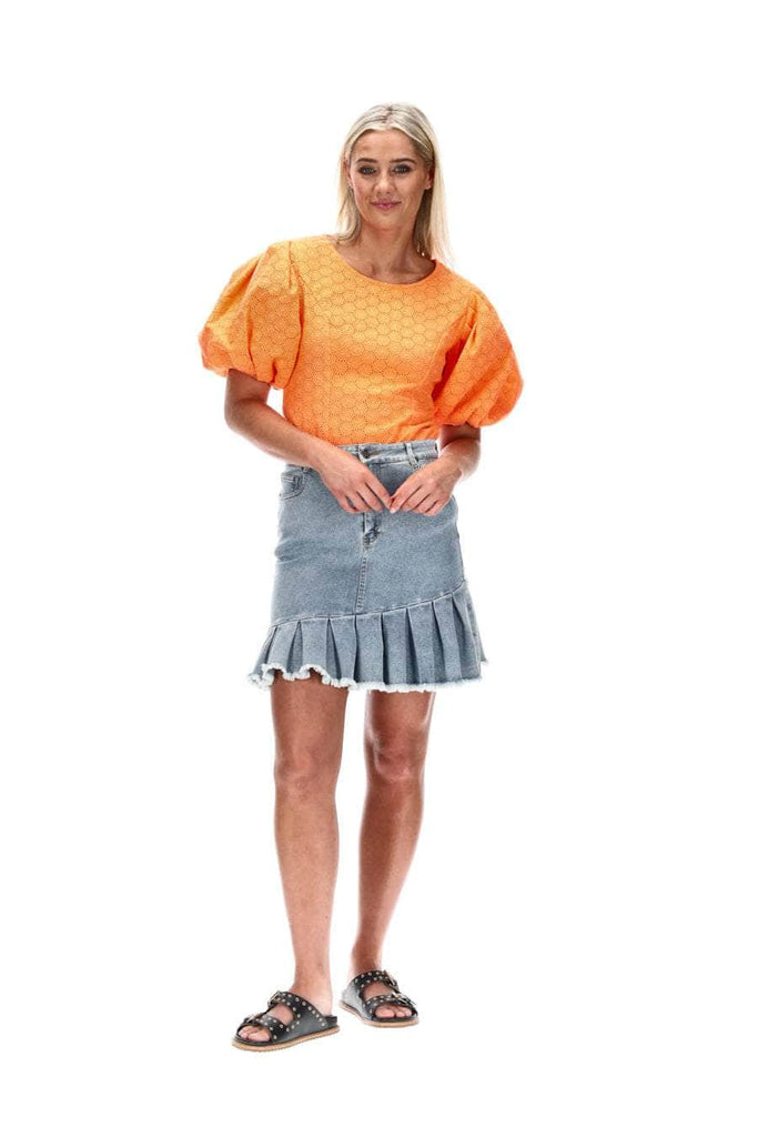Buy Mackenzie Embroidered Blouse Orange by Amaya online - Augustine