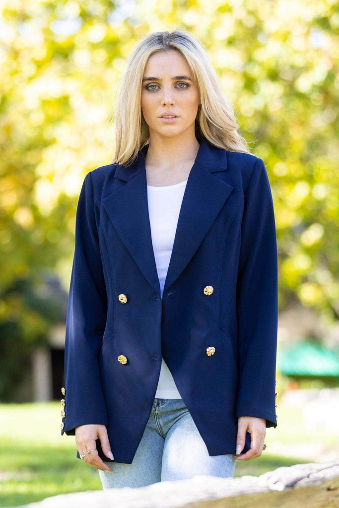 Buy Asta Blazer Navy by Pretty Basic online - Augustine