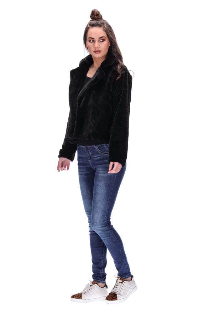 Buy Carson Faux Fur Jacket Black by Pretty Basic online - Augustine