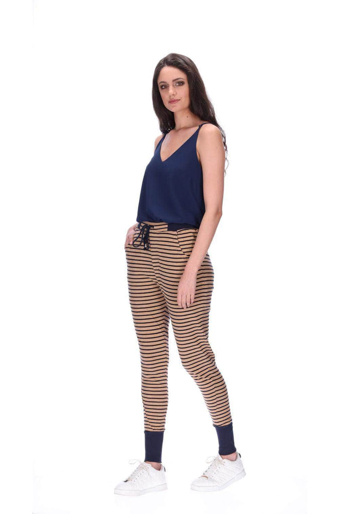 Buy Hummer Pant Camel/Navy Stripe by Pretty Basic online - Augustine