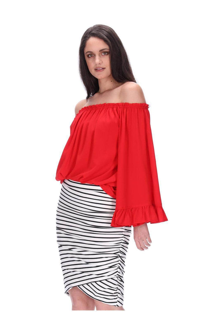 Buy Meow Skirt Long White Stripe by Pretty Basic online - Augustine