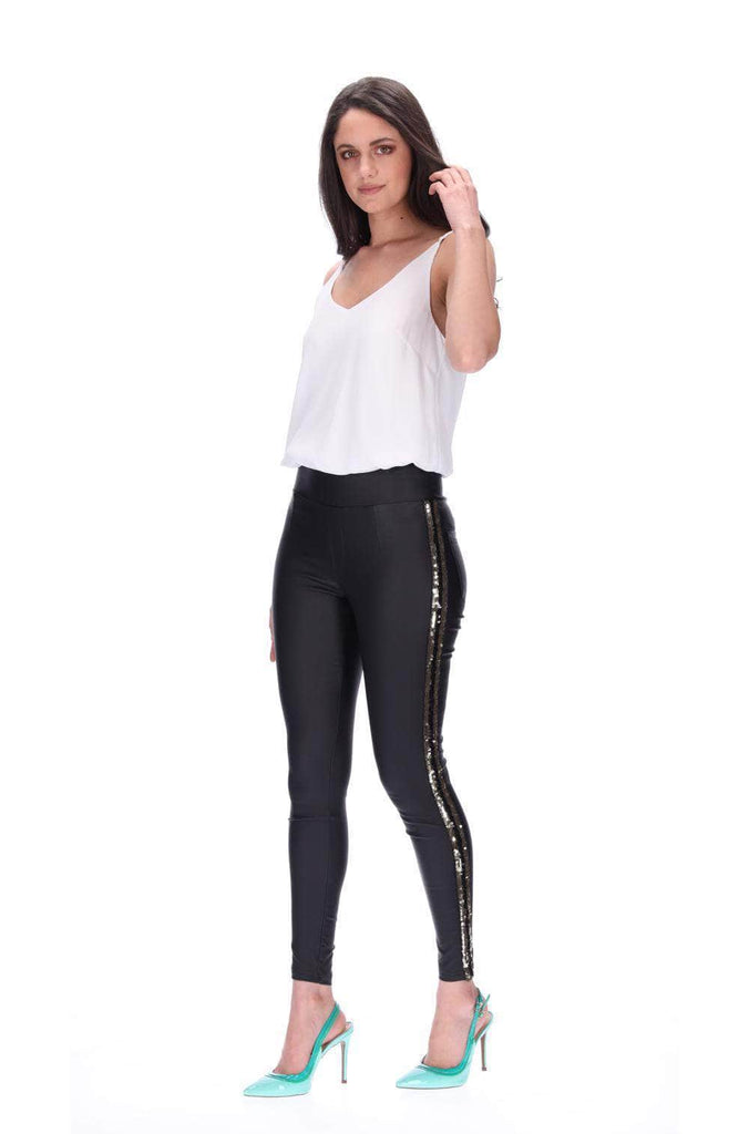 Buy Sandy Wet Look Party Pant by Pretty Basic online - Augustine